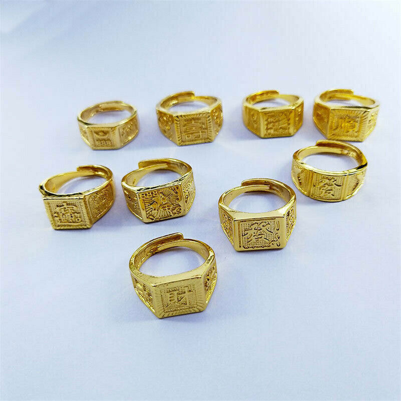 50pcs Wholesale Mixed Lots Gold P Ring Men's Cool Alloy Rings ...