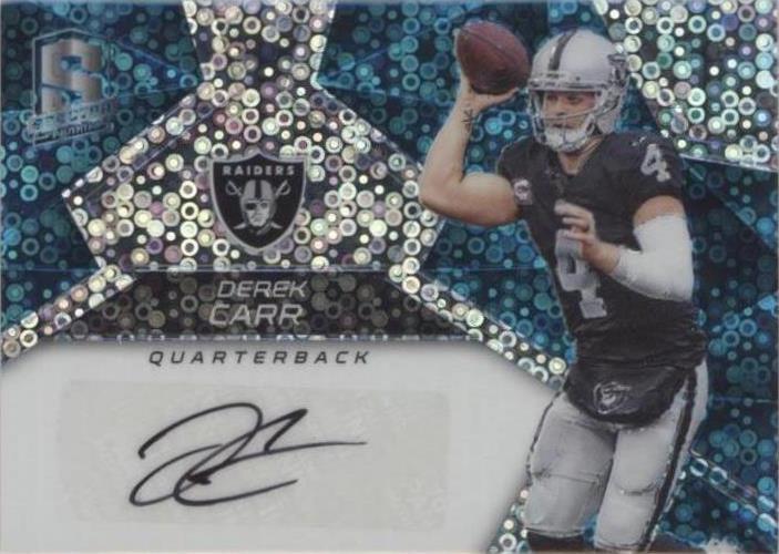 2017 Panini Spectra - Signatures Derek Carr #S-DC Neon Blue Prizm /15 ...