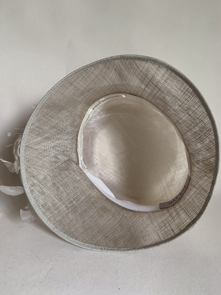 HAT BOX Ivory Sinamay Asymmetrical Hat With Feather Side Plumage ...