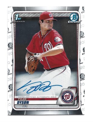 Tyler Dyson AUTOGRAPH RC Washington Nationals 2020 Bowman Chrome AUTO ...