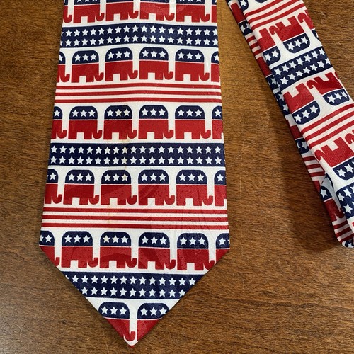 Parquet Republican Men Tie GOP Elephant Logo Red White Blue Neck Tie | eBay