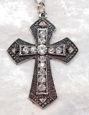 Antiqued Black Metal & Clear Crystal Rhinestone Cross Keychain | eBay