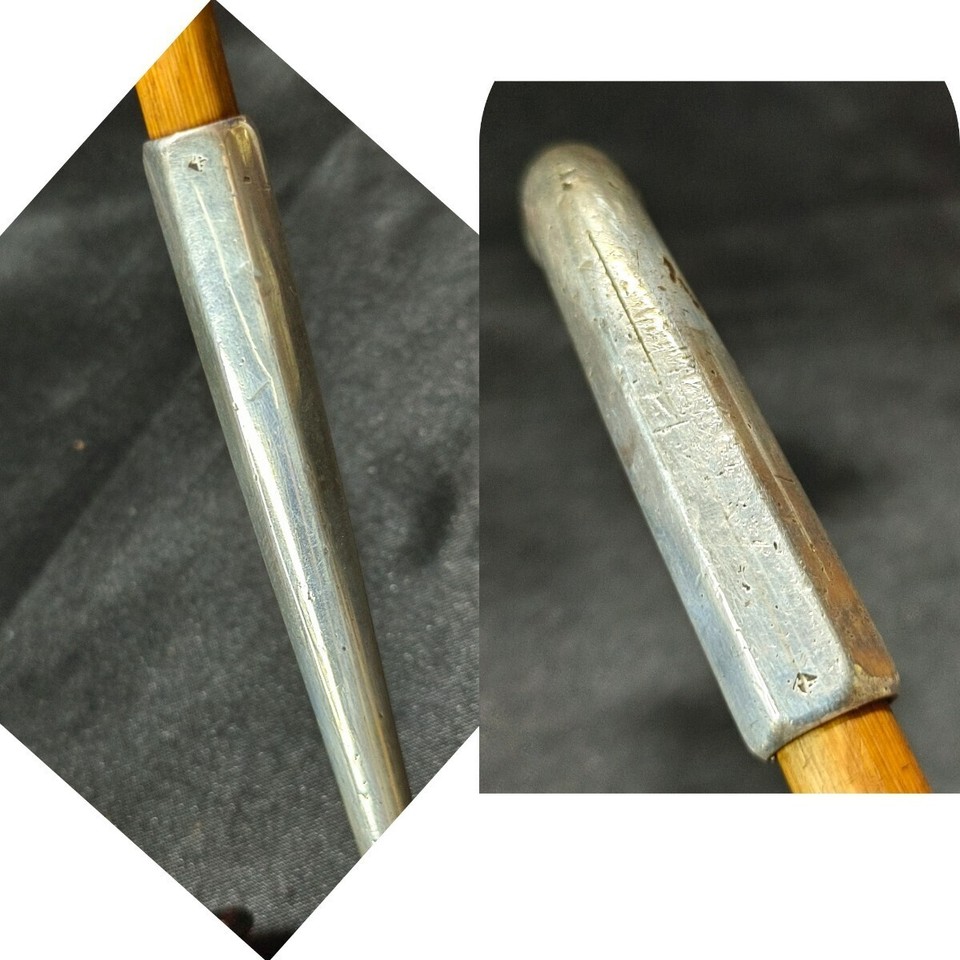 Vintage! Japanese antique silver smoking pipe Kiseru with leather case ...