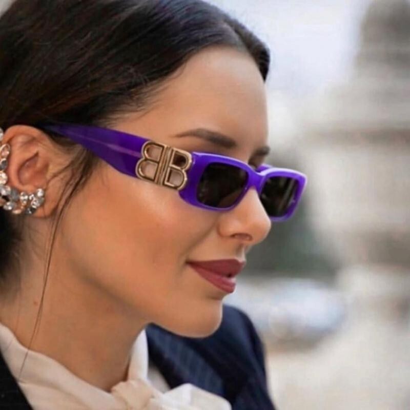 Balenciaga Men Sunglasses Violet Gold Grey Rectangle BB0096S 004 NEW | eBay