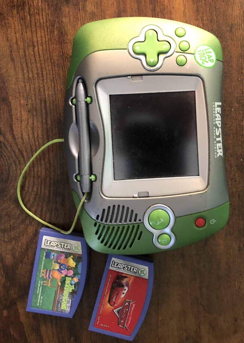 LeapFrog Leapster Learning Game System Green & Silver Handheld Console ...