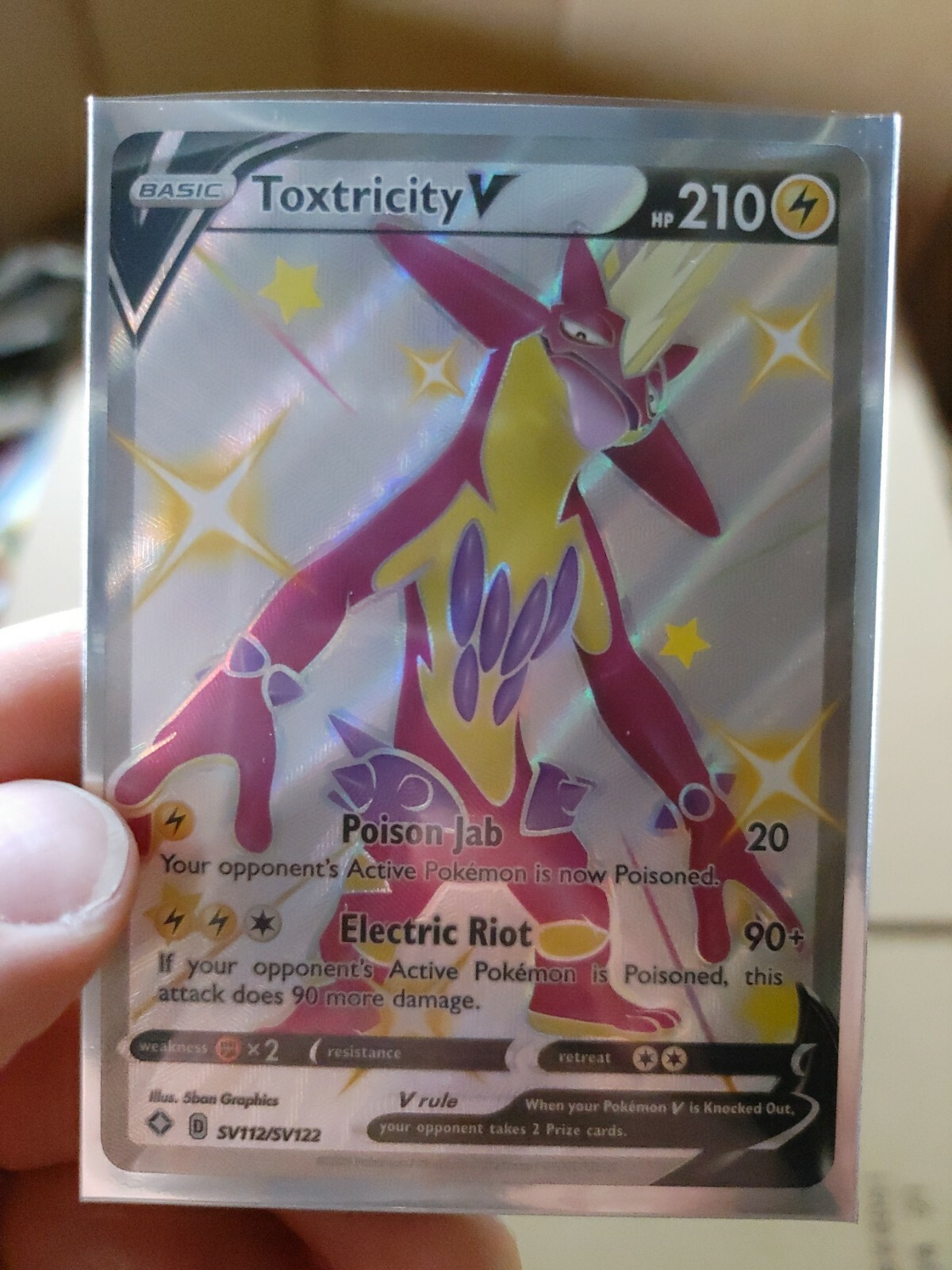 TOXTRICITY V SHINY FULL ART HOLO SHINING FATES POKEMON CARD NM SV112 ...