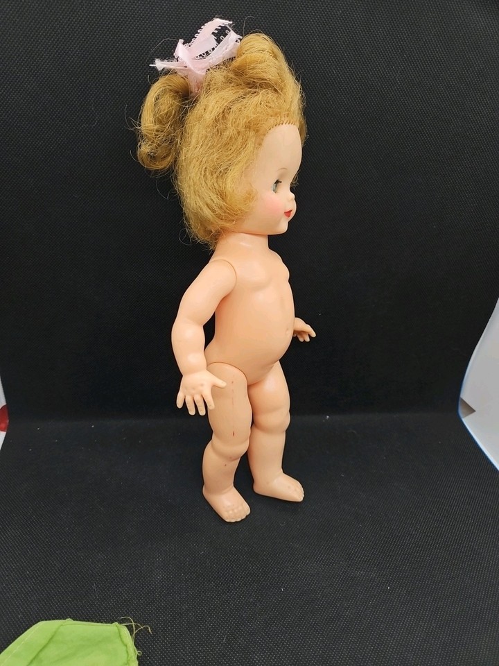 Doll 1960's EFFANBEE Fluffy Girl Doll with Closed Red Lips Orange Hair ...