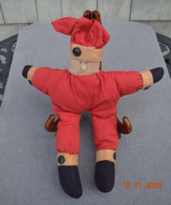 Vintage Handmade Primitive Soft Cloth Santa Doll Stuffed 15” | eBay