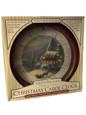 Thomas Kinkade Vintage 1996 Christmas Carol Clock "Sunday Evening ...