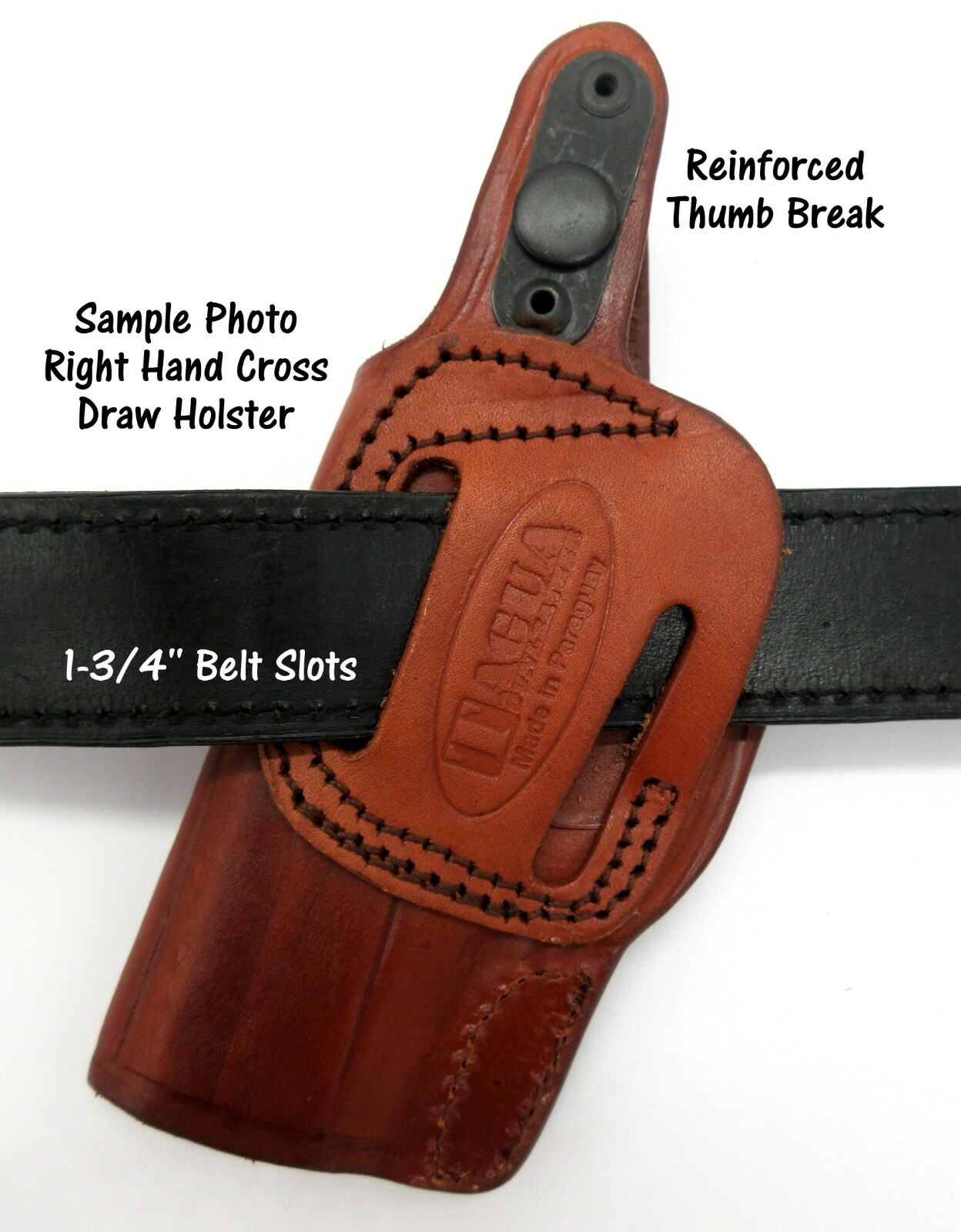TAGUA RH Brown Leather Cross Draw Thumb Break Belt Holster for 5" 1911 ...