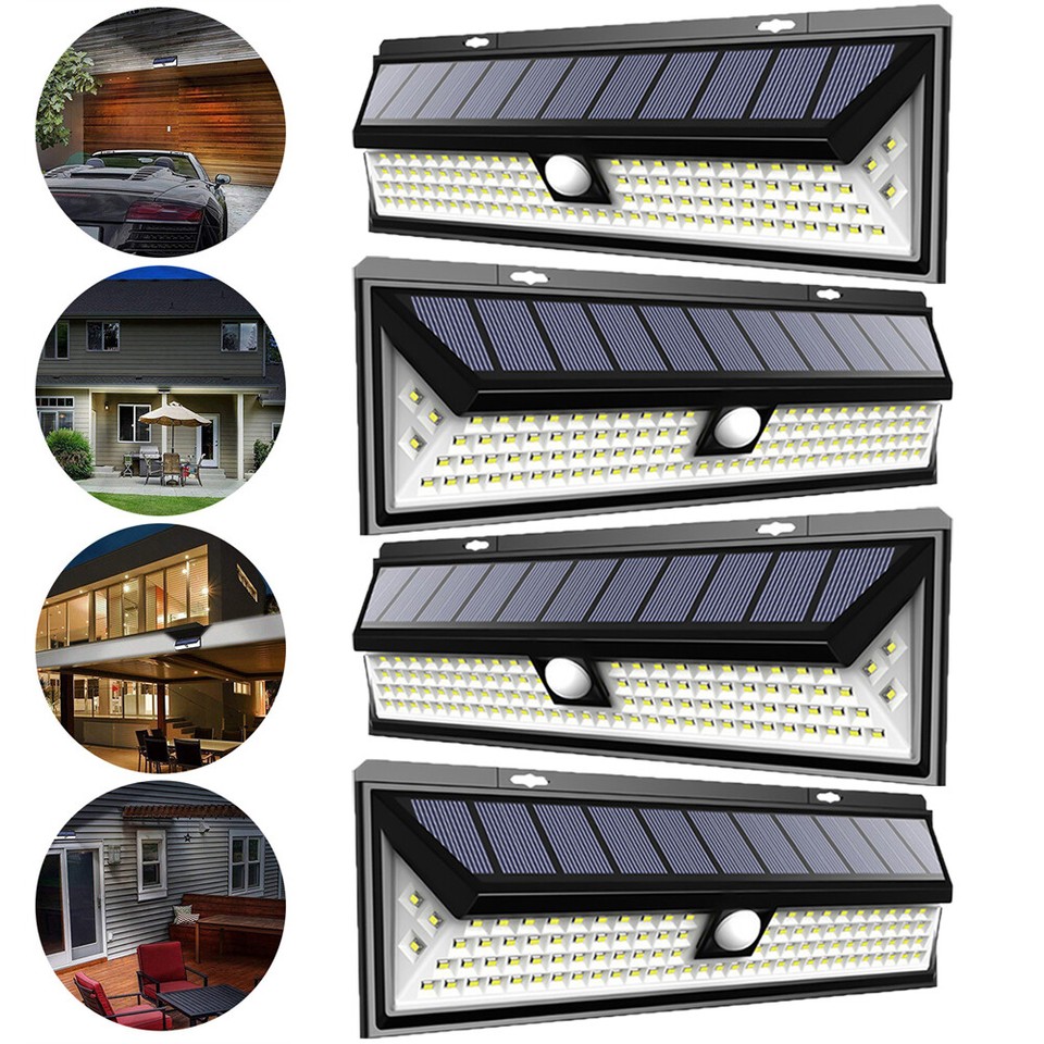 118 LED Solar Power Lights Outdoor PIR Motion Sensor Garden Security ...