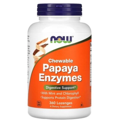 now Papaya Digestive Enzymes 360 lozenges + mint +Chlorophyll chewable ...