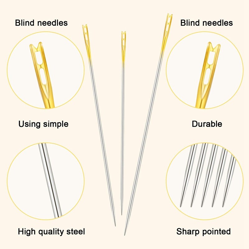 12Pcs Self Threading Needles Hole Needles, 9 Eye Stitching Needles ...