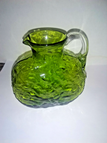Vintage Mid Century Hand Blown Green Pilgrim Textured Art Glass Small ...