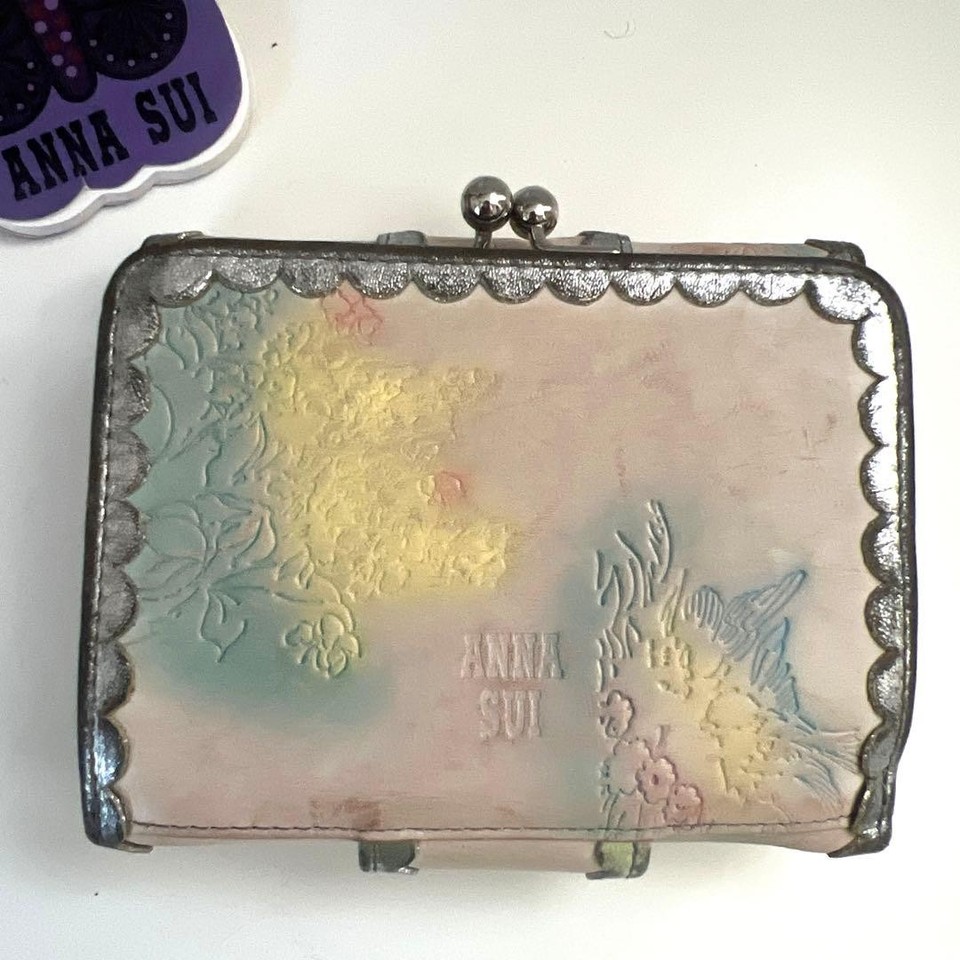 Anna Sui Leather Tri-Fold Wallet Ivory Cowhide Used | eBay