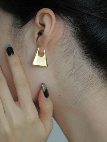 Designer Triangle 14k Gold Plate Couture Dangle Earrings .50 inch ...