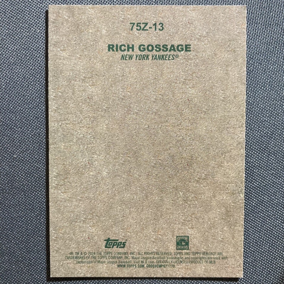 RICH "GOOSE" GOSSAGE 2024 Topps Heritage ZOO'S WHO Stick-Ons Black ...