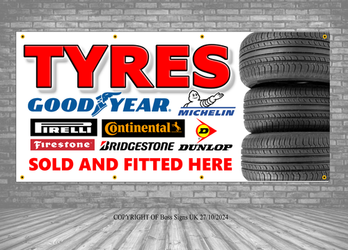 TYRES BANNER TYRE BANNERS OUTDOOR USE WATERPROOF BANNERS WITH EYELETS ...