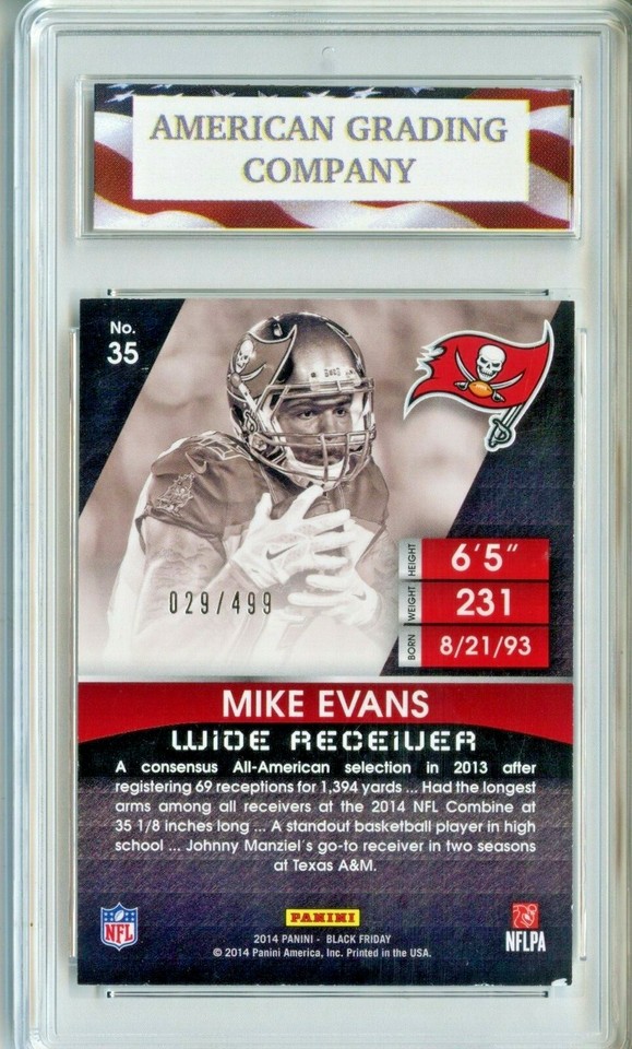 2014 Panini Black Friday #35 Mike Evans Rookie Card AGC 10 Gem Mint 29/ ...