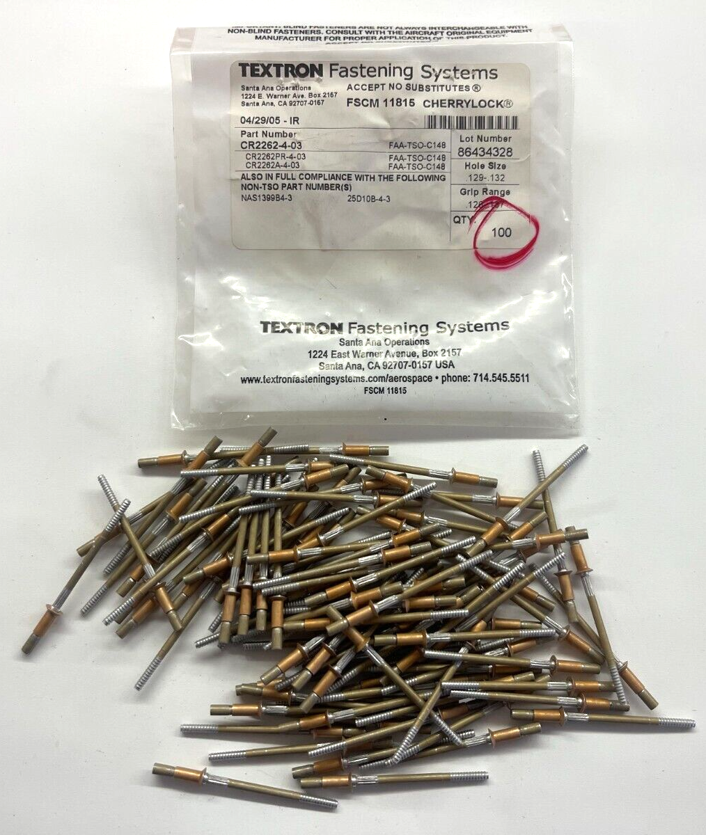 (20 PIECE LOT) CR2262-4-03, CR2262PR-4-03, CR2262A-4-03, NAS1399B4-3 | eBay