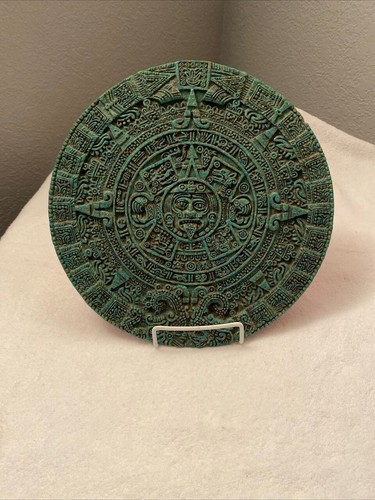 Vintage Green Aztec Sun Stone Mayan Calendar Round Disc | eBay