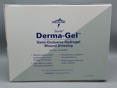 DermaGel Hydrogel Wound Dressing Semi Occlusive - 4"x4" - Box of 25 | eBay