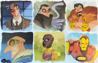 SEAN Cheeks GALLOWAY rare MARVEL HEADS mini art print 10x6.5 SIGNED ...