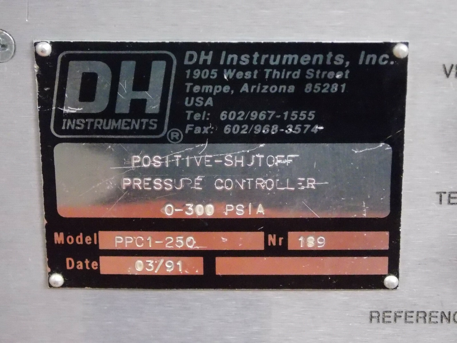 FLUKE DHI DH INSTRUMENTS PPC1 PRESSURE CONTROLLER CALIBRATOR 300 PSI A ...