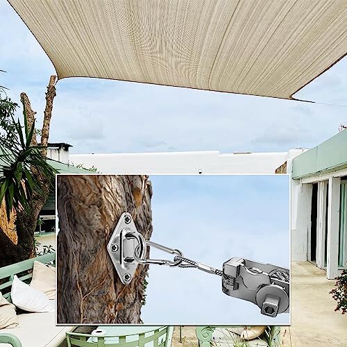 Sun Shade Sail Hardware Kit With Cables Pad Eyes Hooks For Triangle Sun ...