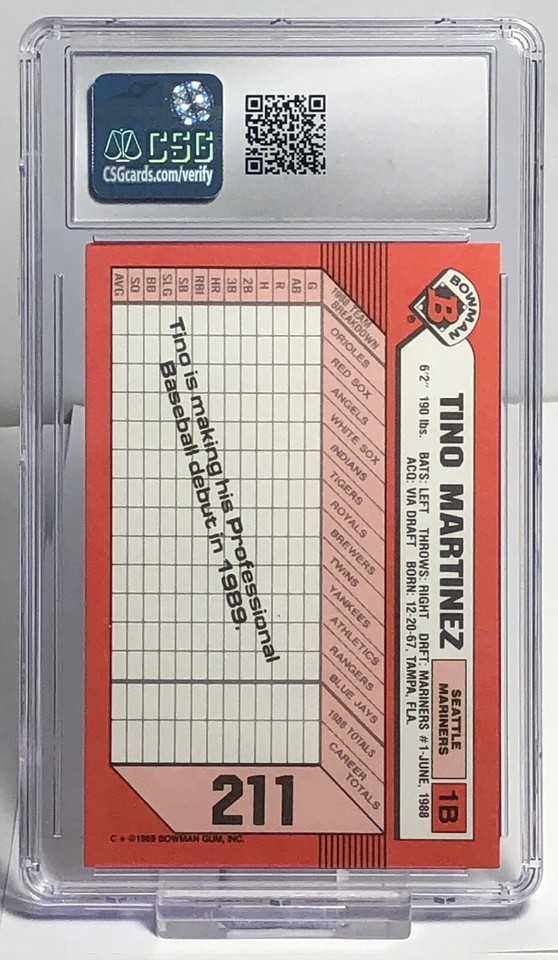 1989 Bowman Tino Martinez TIFFANY #211 Rookie Card CSG 8.5 NM+ RC | eBay