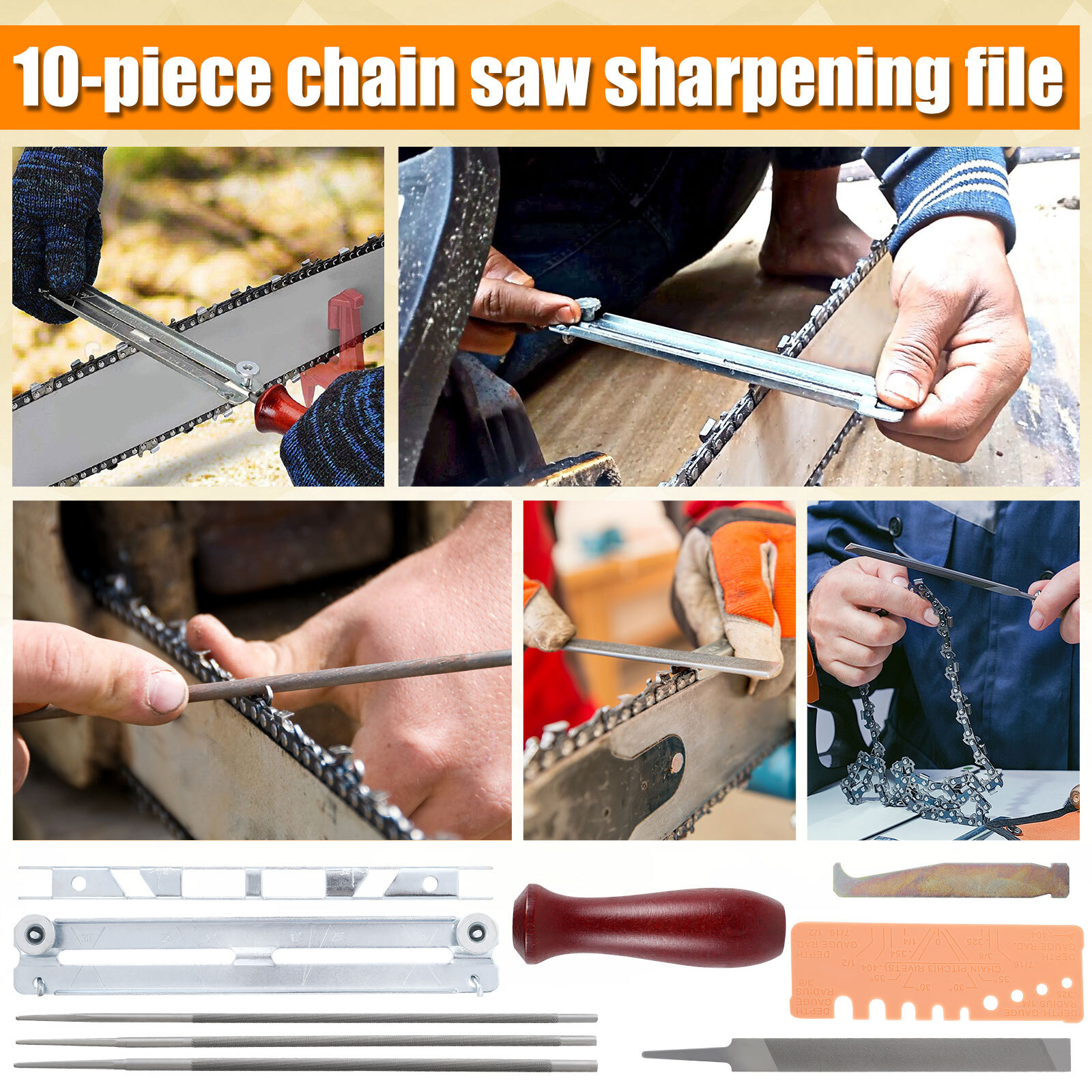 10Pcs Chainsaw Sharpener File Kit Wear Resistant Chainsaw Chain ...