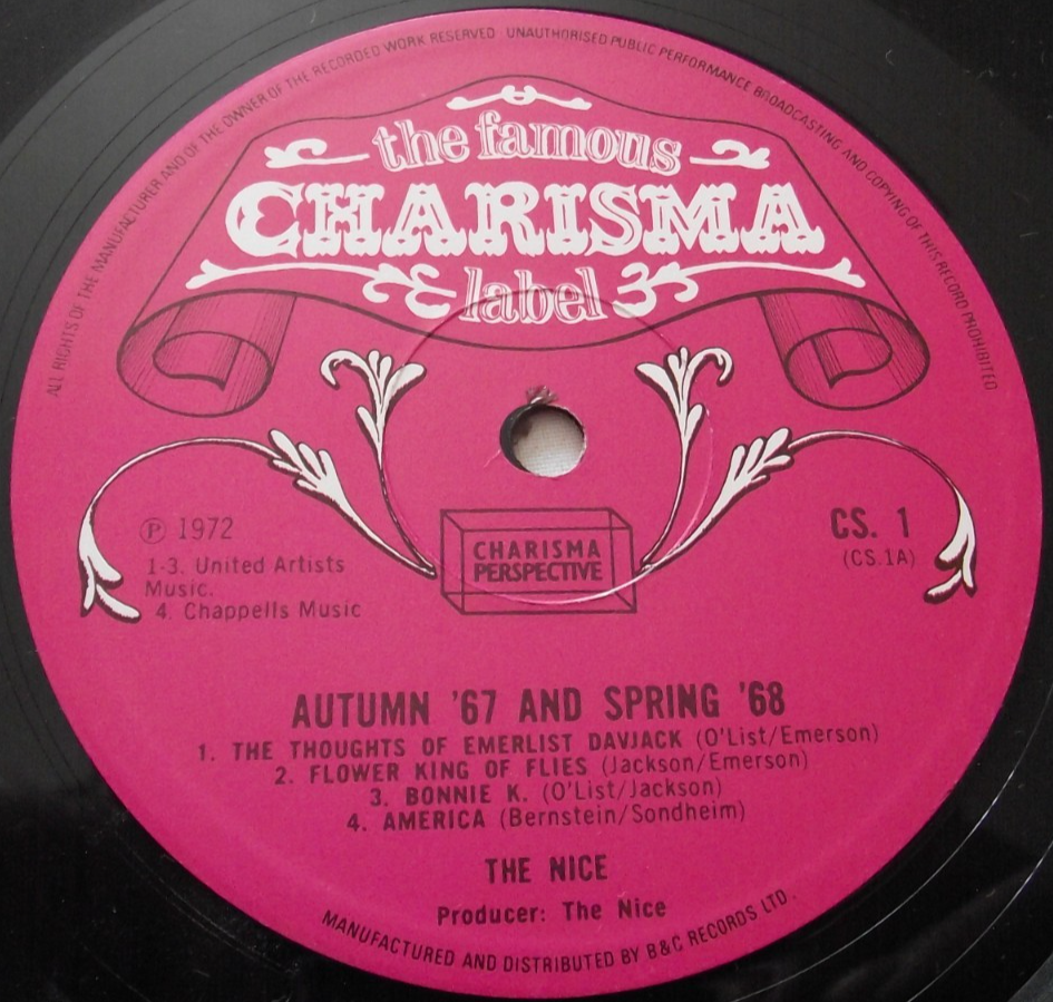 THE NICE ~ AUTUMN '67 AND SPRING '68 ** 1972 UK Pink Scroll CHARISMA LP ...