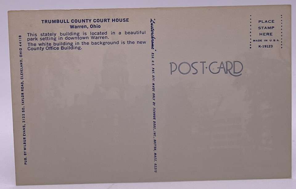 Trumbull County Courthouse, Warren Ohio OH, Vintage Chrome Postcard | eBay