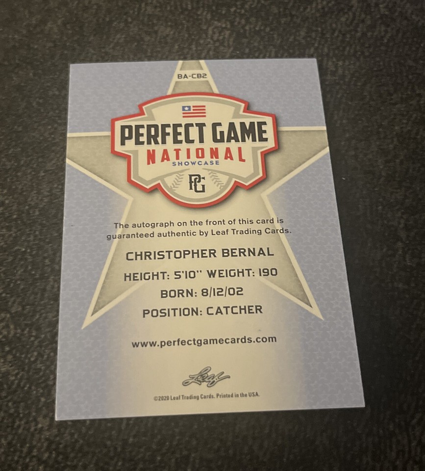 2020 CHRISTOPHER BERNAL LEAF PERFECT GAME AUTO YELLOW PARALLEL ROOKIE ...