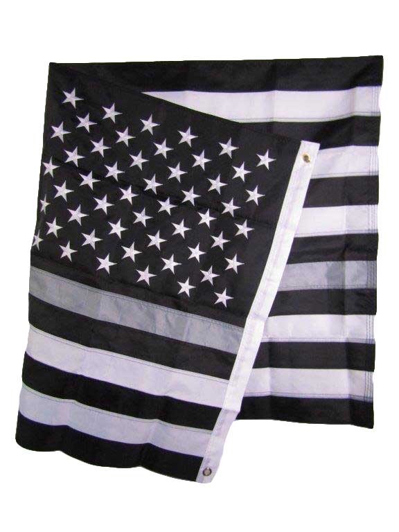 3x5 Embroidered Sewn American USA Thin Grey Gray Line 220D Nylon Flag ...