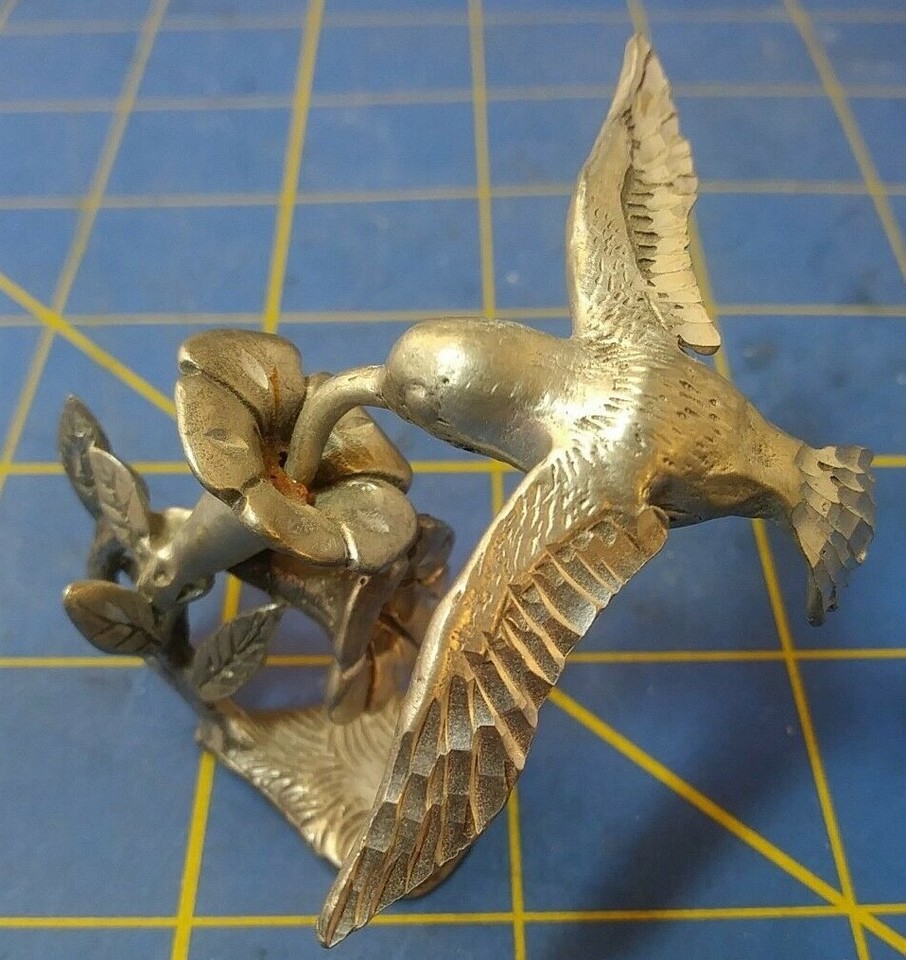 Pewter Hummingbird With Flower Figurine B. Kay | eBay