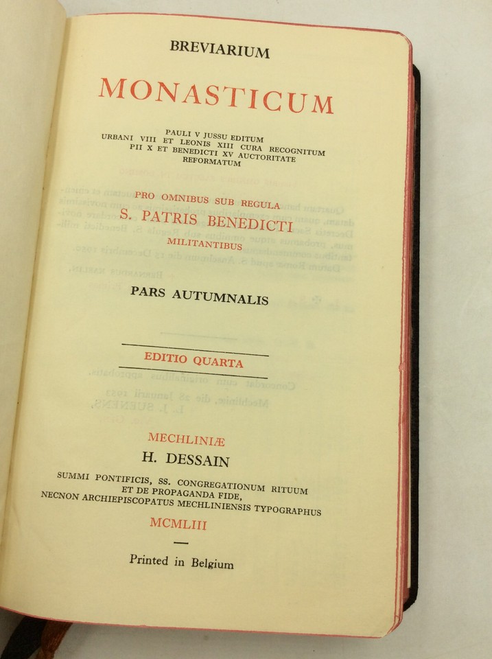 BREVIARIUM MONASTICUM: 4v - 1933 - Catholic Monastic Breviary, Latin ...