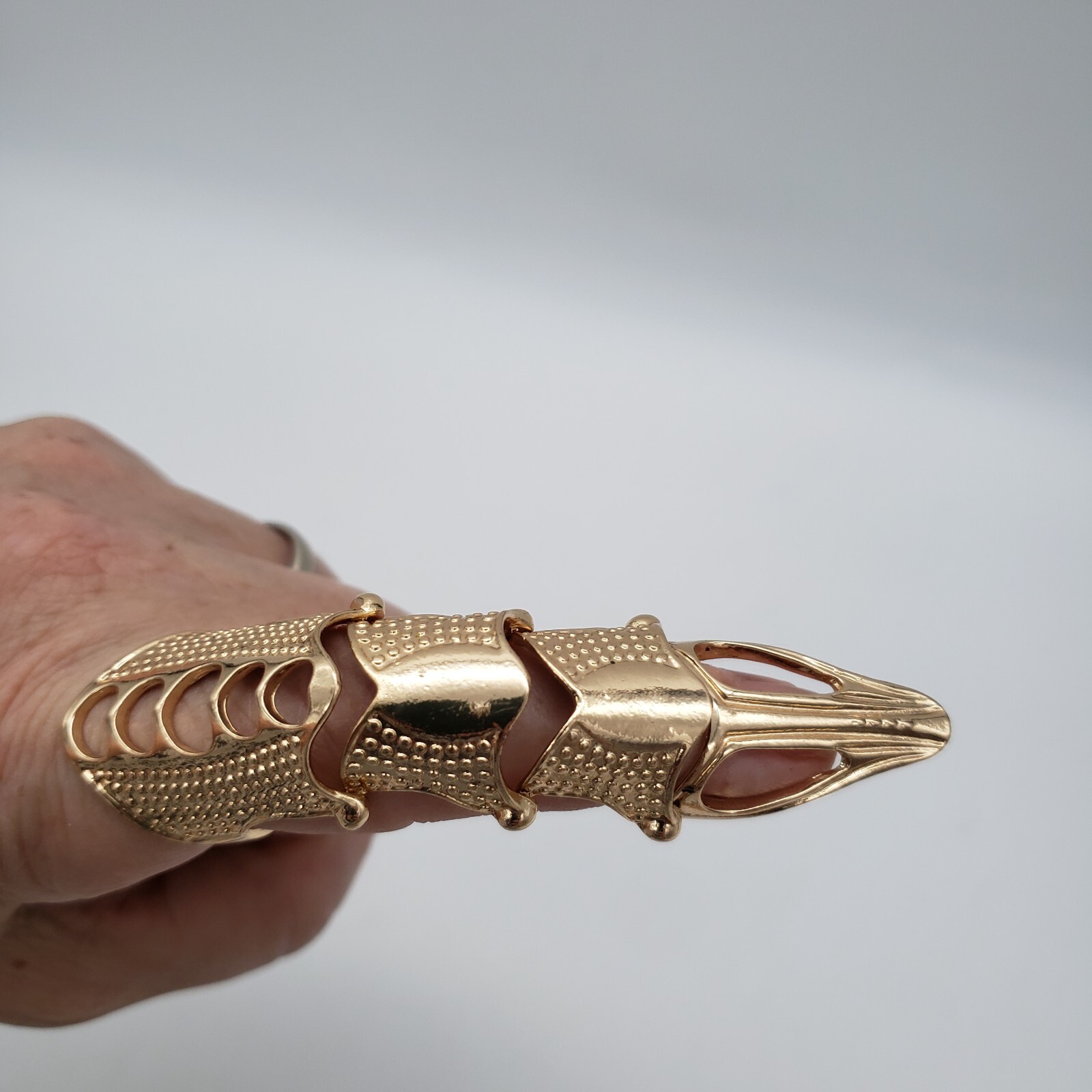 Punk Rock Armor Knuckle Joint Full Finger Double Loop… - Gem