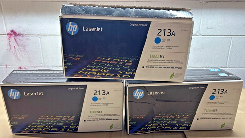 Set of 3 Genuine HP LaserJet W2131A / 213A Cyan Toners for 5700dn ...