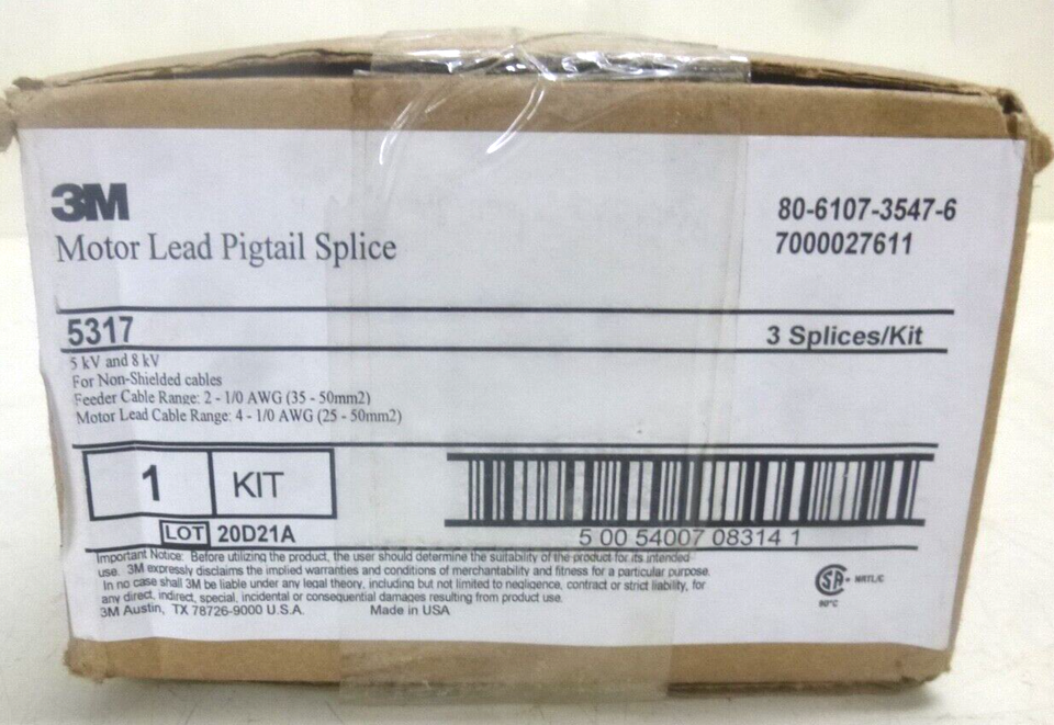 NEW 3M™ Resin Compound Splice Kit: Splice Termination, 3 SPLICES/KITS ...
