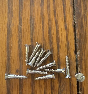 Wood Screws American Slotted Flat Head #4 X 5/8” Brass Nickel Plated ...