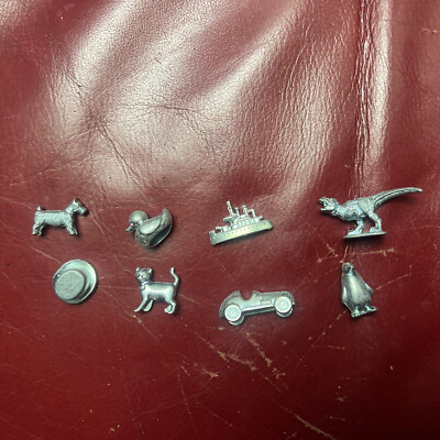 8- Monopoly Tokens Game Pieces Dinosaur Penguin Car Ship Cat Duck Dog ...