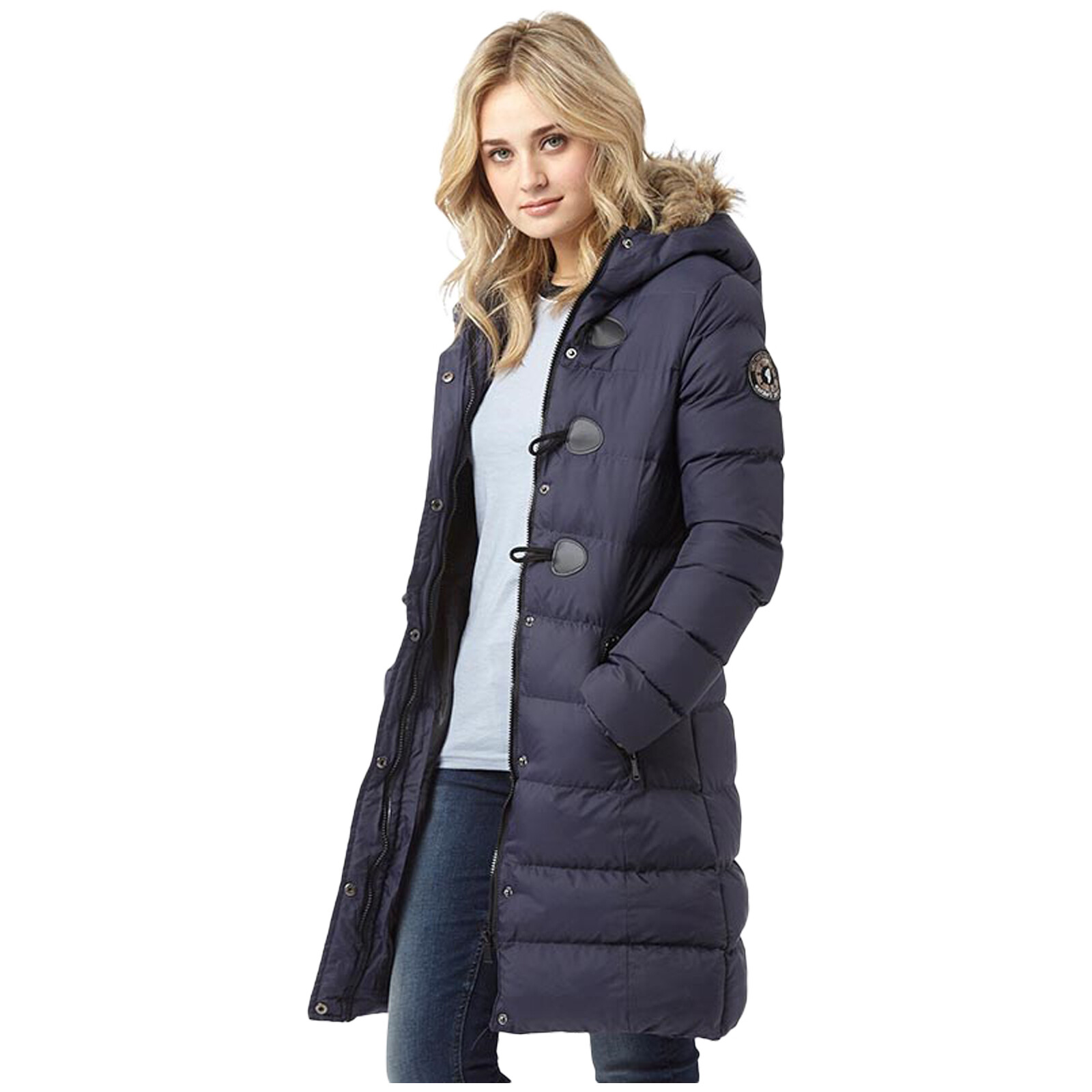 LADIES PUFFER JACKET WOMENS PADDED PUFFA FUR HOODED QUILTED BUBBLE ...