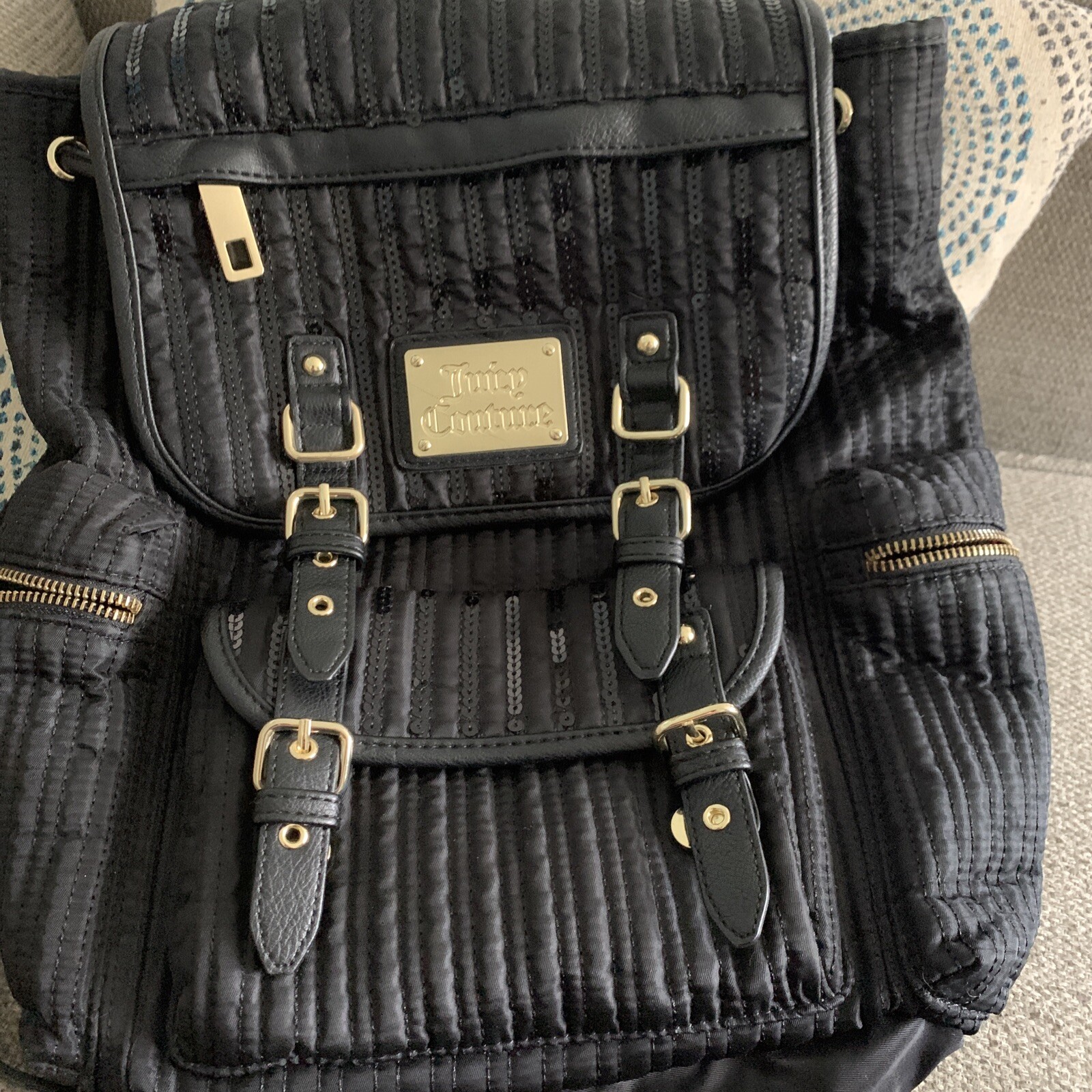 Juicy Couture Black Sequin Backpack Adjustable Straps… - Gem
