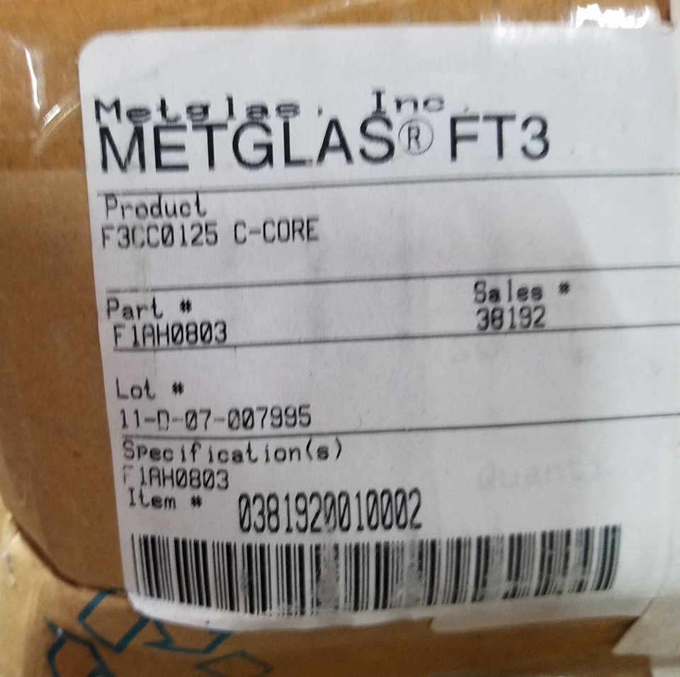 Proterial Metglas FT3 F3CC0125 HMG Finemet Ferrite Cut C-Core | eBay
