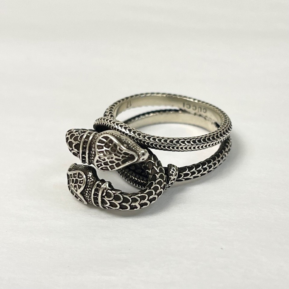 Gucci Unisex Aged Silver Garden Snake Ring IT 18/US 8.25 525177 0811 | eBay