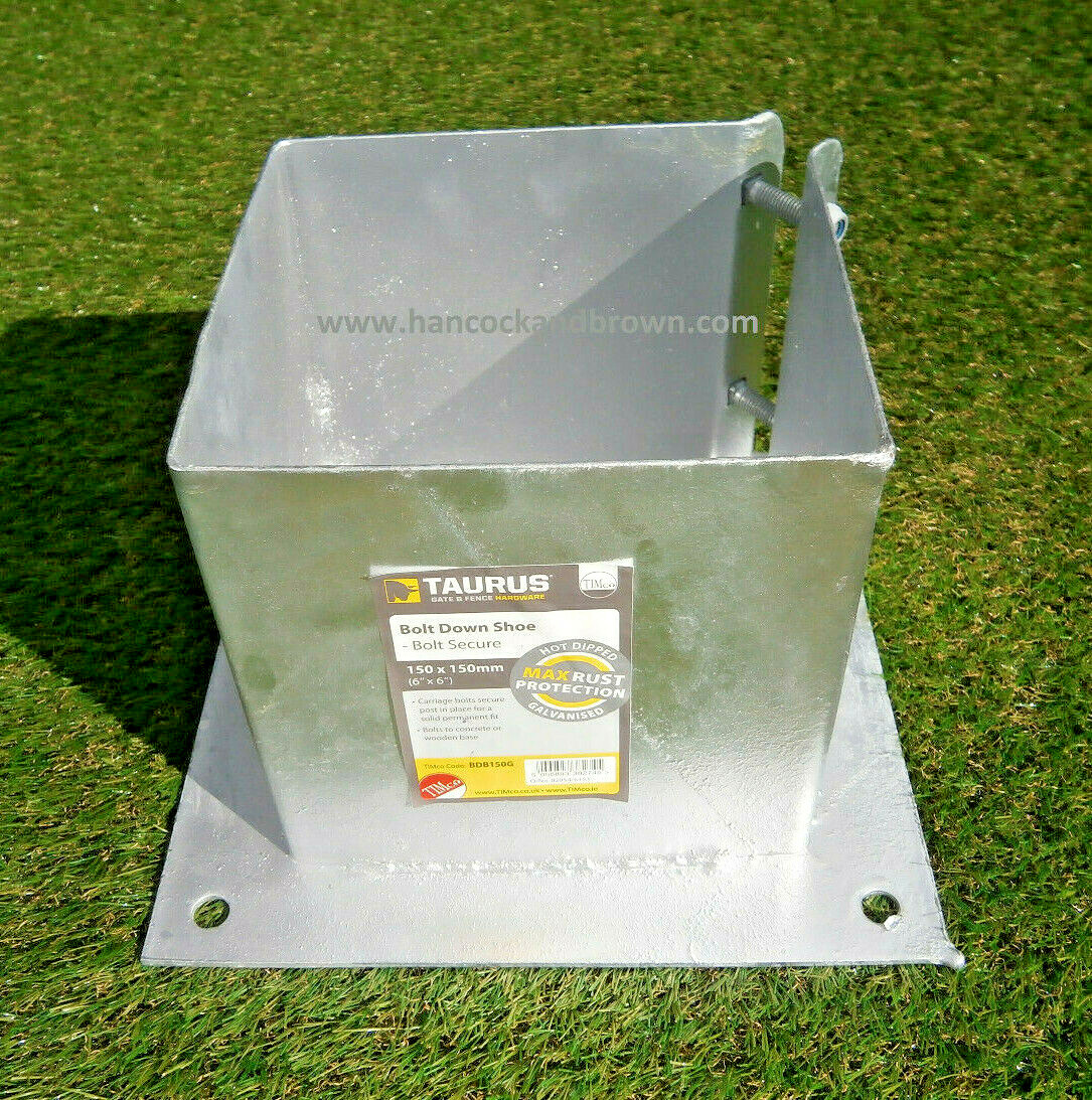 Timco Galvanised Hot Dipped Taurus Bolt Down Shoe 6 x 6" Met Post 150mm ...