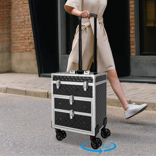Professional Makeup Case Rolling Cosmetology Case with Sliding Drawers ...