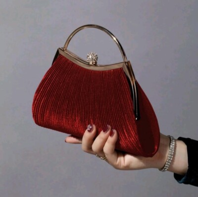 Small Red Velvet Purse Vintage Style Rinstone Clasp Holiday Perfect ...