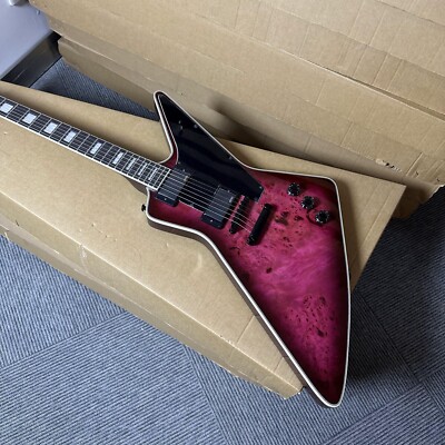 Purple Tree Burl Maple Venner Explorer Electric Guitar Fixed Bridge | eBay